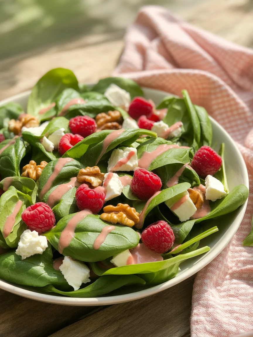 Delicious Raspberry-Spinach Salad with Avocado & Walnuts to Try